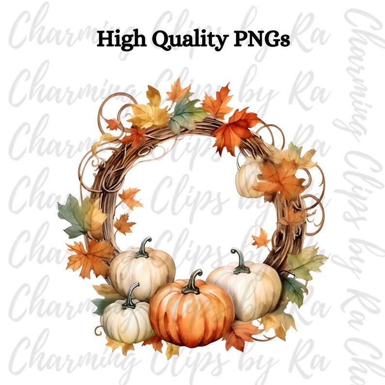 Fall Vibe Clipart, Autumn Clipart, Fall Floral, Fall Wreath, Autumn ...