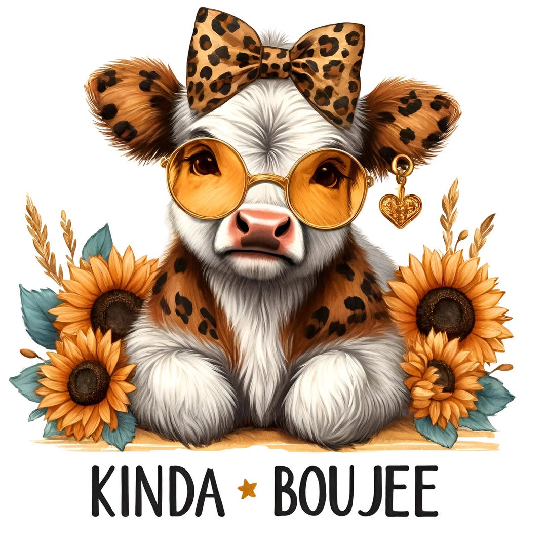 Kinda Boujee Kinda Broke Png, Funny Baby Highland Cow PNG, Funny Mom ...