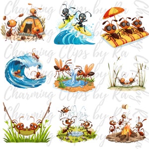 Watercolor Ants, Summer Fun Clipart, Ants Png, Insect Clipart, Digital ...