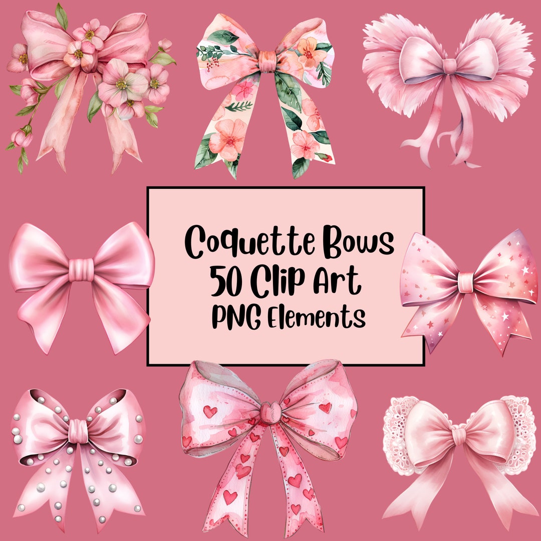 Coquette Bows | Coquette Clipart | Coquette Room Decor | Aesthetic Pink ...