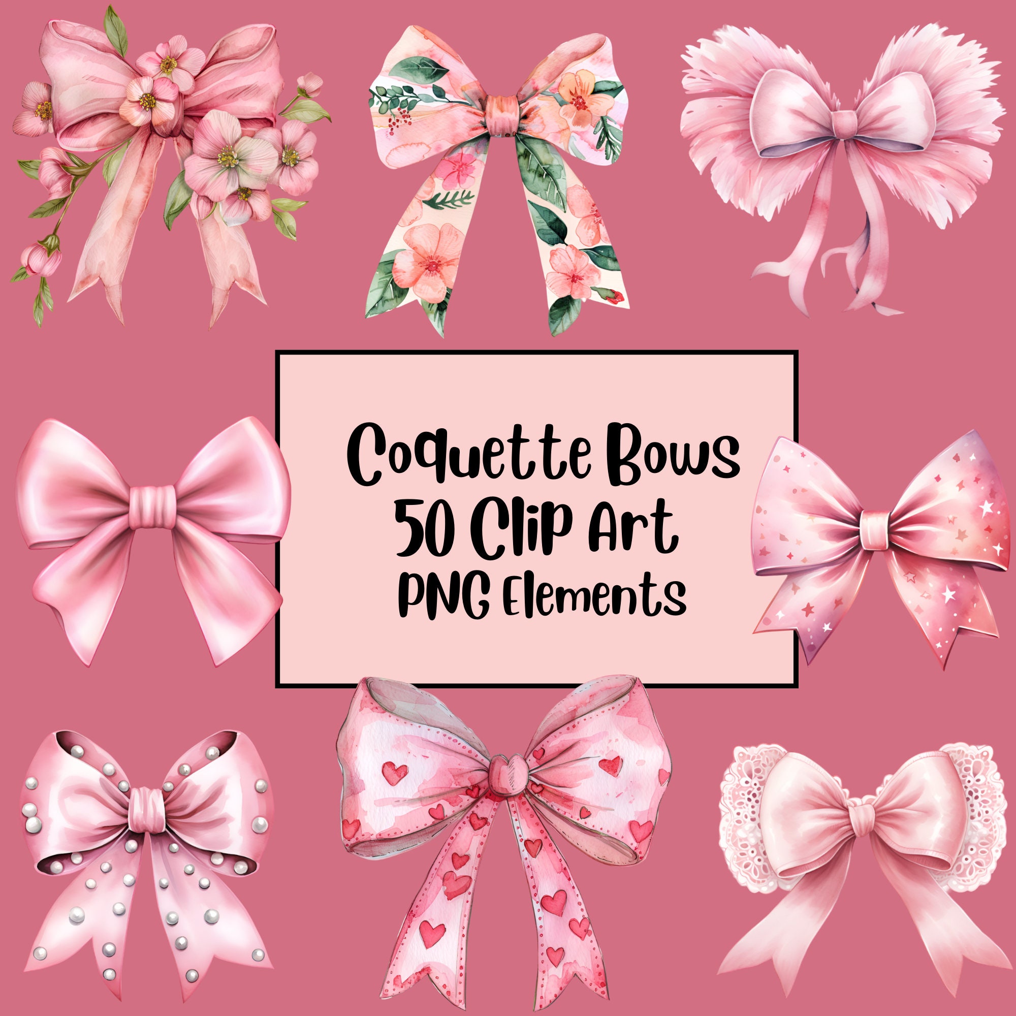 Coquette Bows Coquette Clipart Coquette Room Decor Aesthetic Pink Bows ...