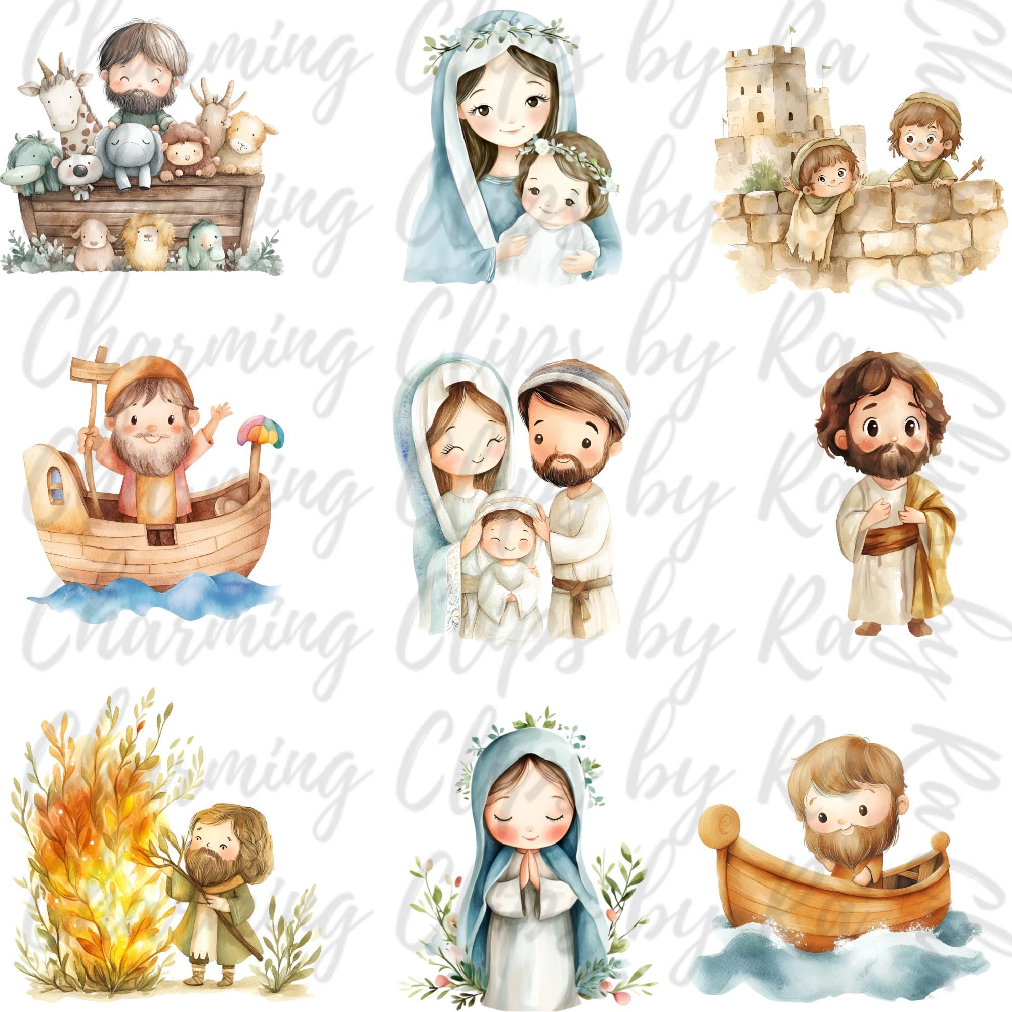 Bible Stories Clipart Bundle, Christianity Clipart, Biblical Characters ...