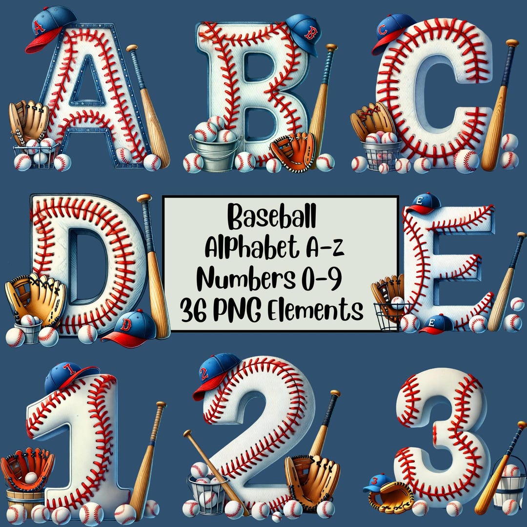 Baseball Alphabet Clipart, Baseball Clipart Bundle, Baseball Alphabet ...