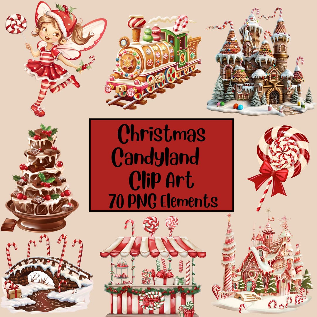 Christmas Candyland Clipart, Sweets PNG Bundle, Candy Sublimation ...