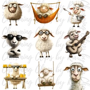 Quirky Sheep Clipart Bundle, Funny Farm Animal Graphics, Cute and Funny ...