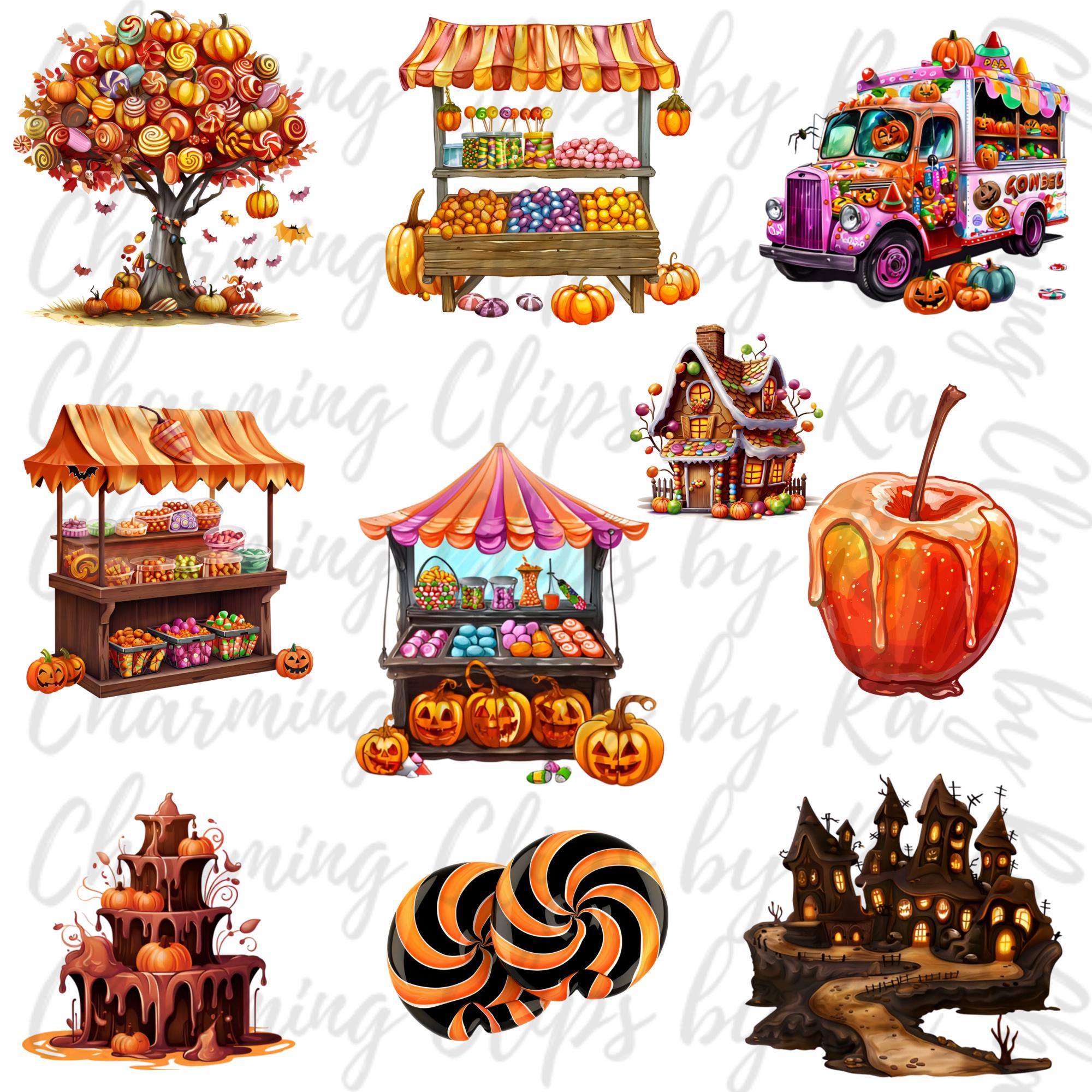 Halloween Candyland Clipart, Sweets PNG Bundle, Candy Sublimation ...