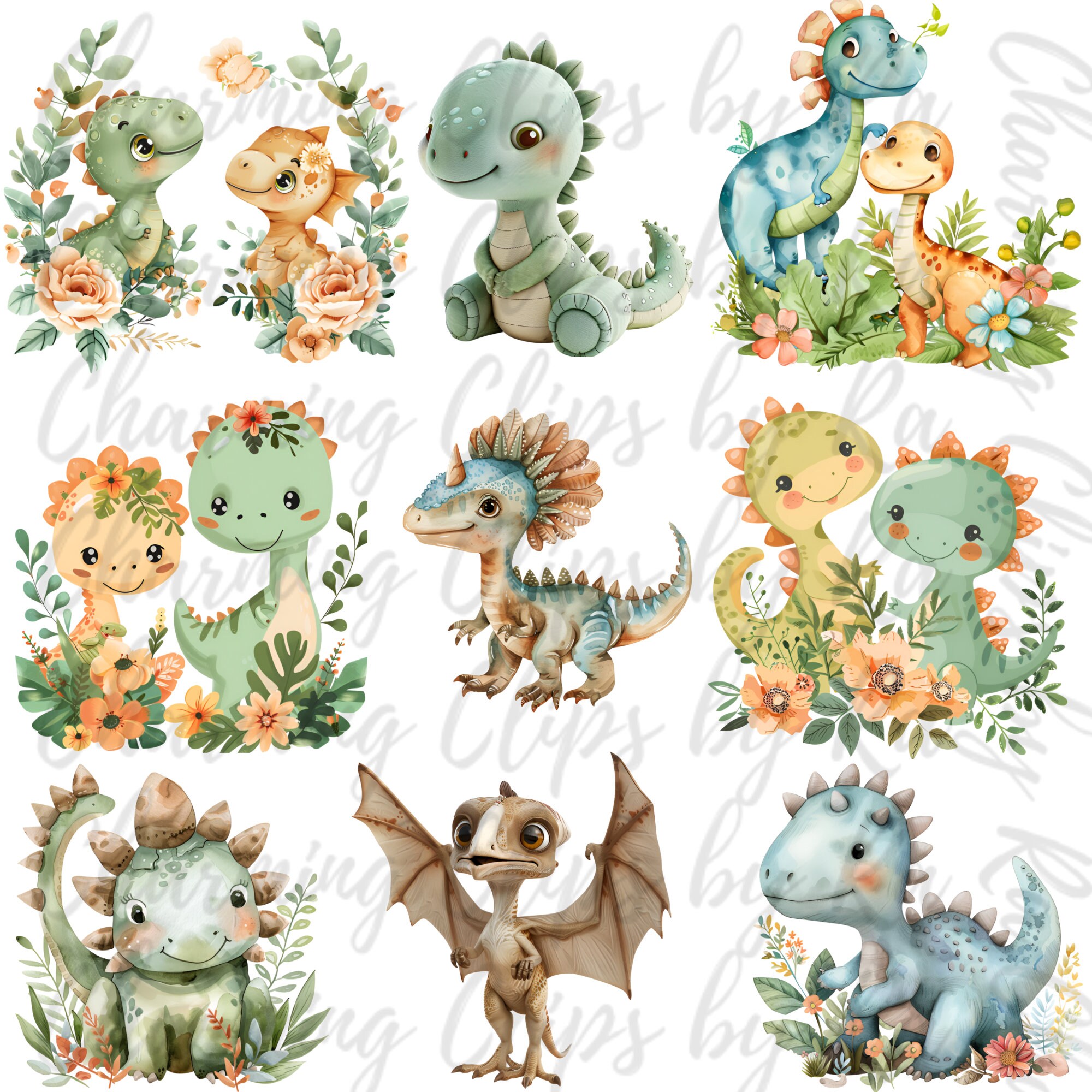 Dinosaur Clipart, Baby Dino Clipart, Dinosaur Graphics, Triceratops ...
