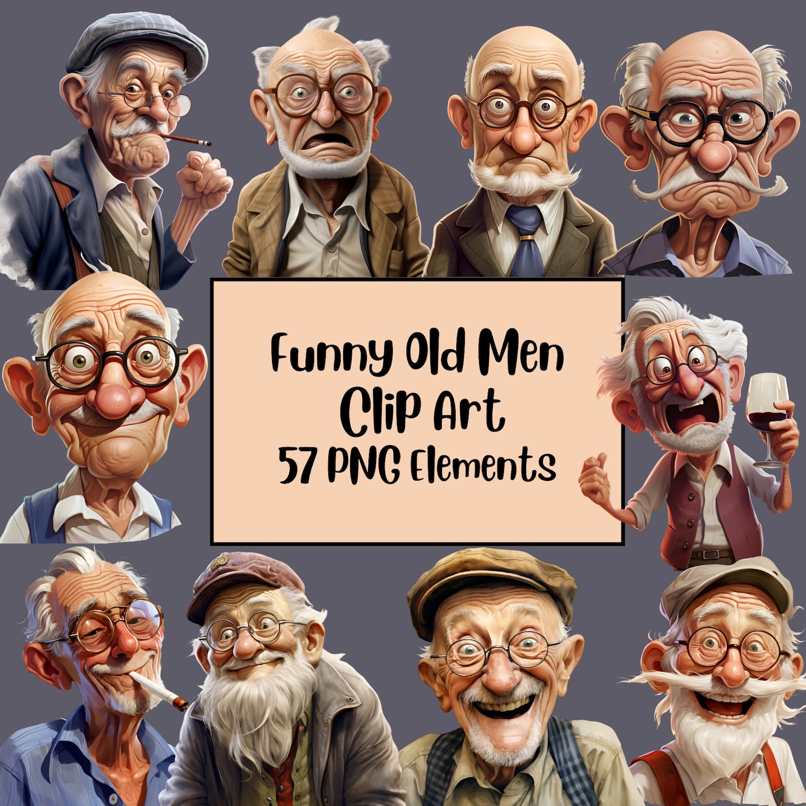 Lustiger alter Mann Clipart, ältere Menschen Clipart, Opa Clipart, Großvater, Senior, lustige ...