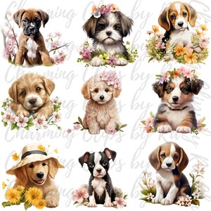 Puppy Clipart Bundle, Cute Puppy Clipart, Dogs Clipart, Watercolor Cute ...