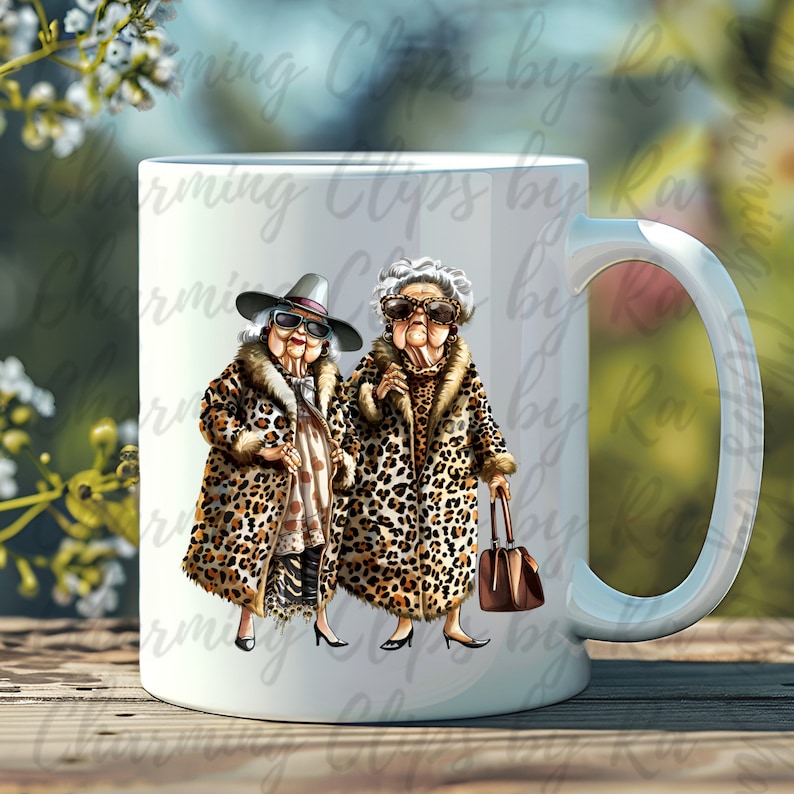 Funny Old Ladies Clipart, Elderly Clipart, Leopard Print, Old Ladies ...