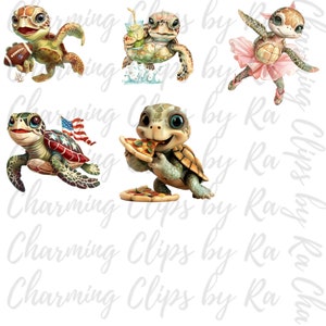 Cute Sea Turtle Clipart | Baby Turtle Clipart | Cute Undersea ...