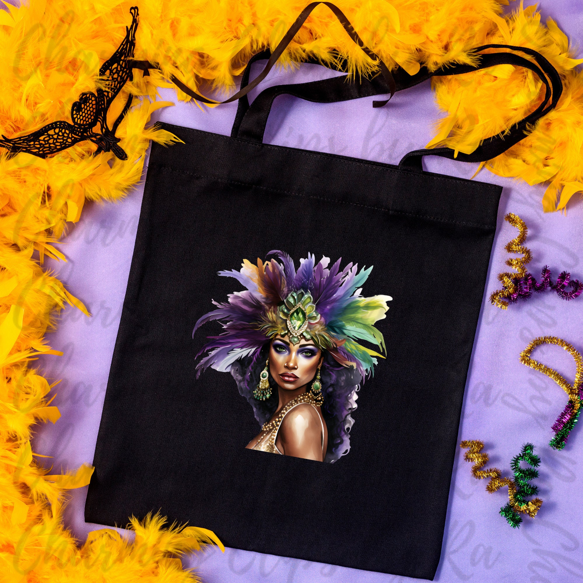Mardi Gras Black Woman Watercolor Clipart, Mardi Gras Mask PNG ...