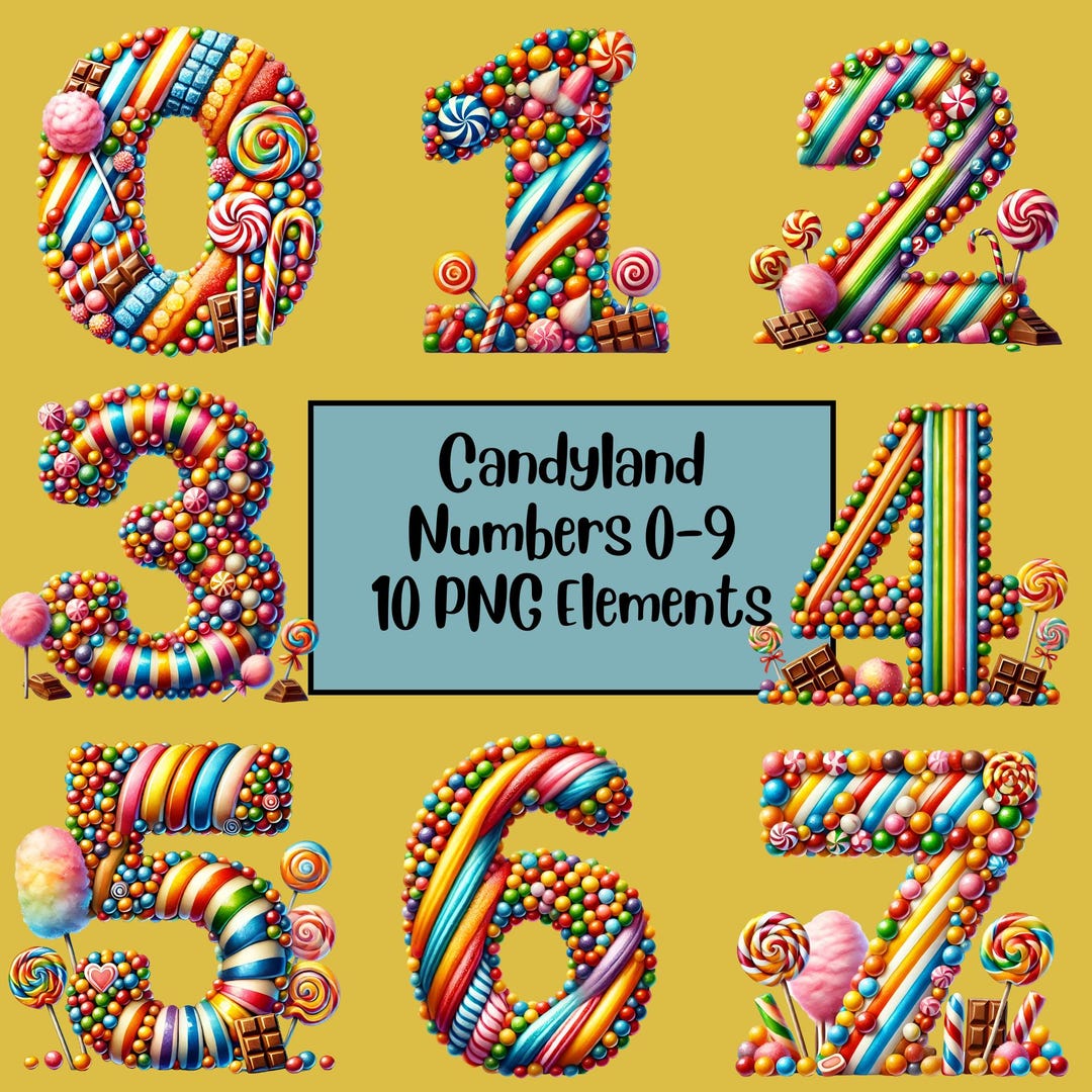 Candyland Clipart, Candyland Numbers, Birthday Sweets, Candy Shop ...