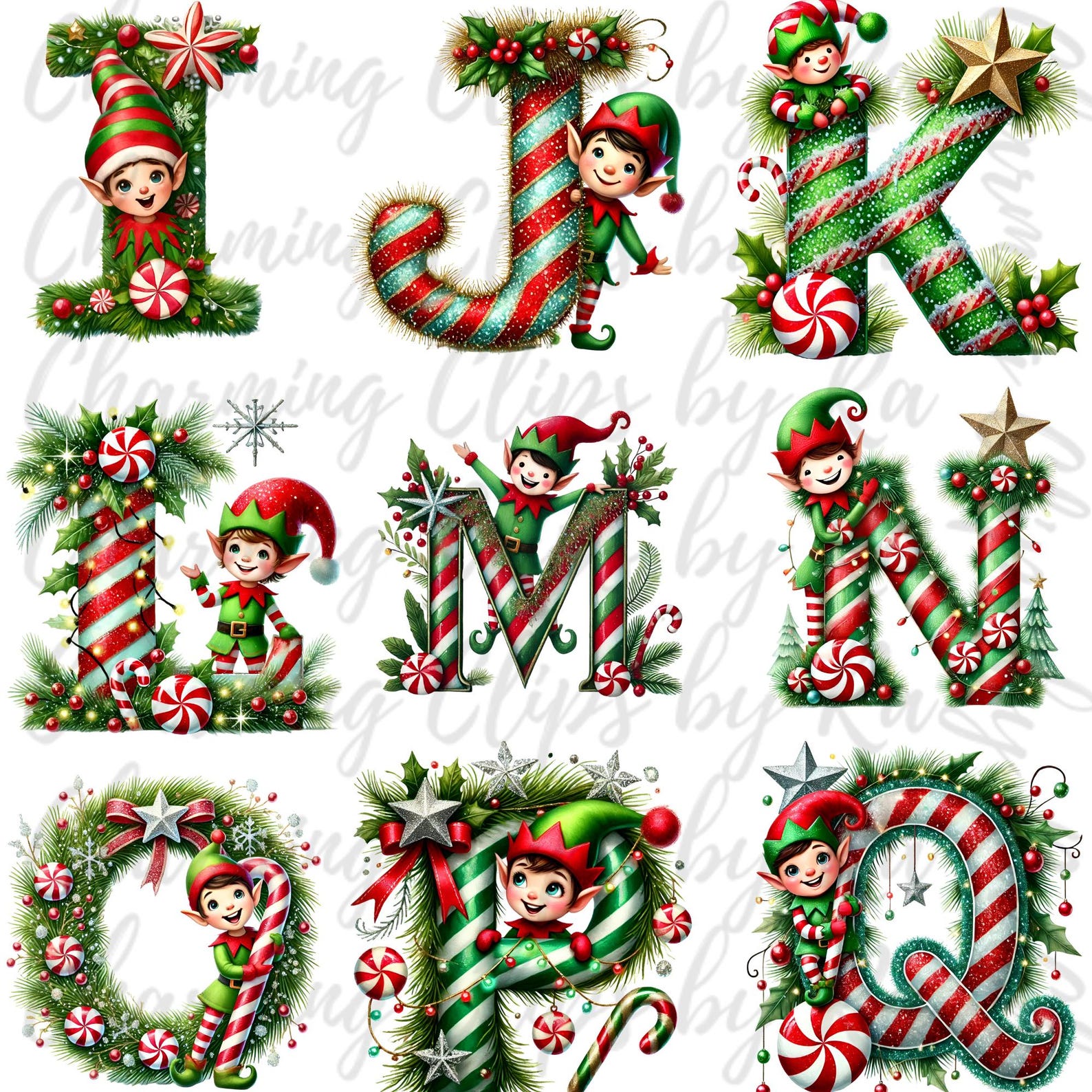 Christmas Alphabet PNG Bundle, Elf Letters PNG, Christmas Letters PNG ...