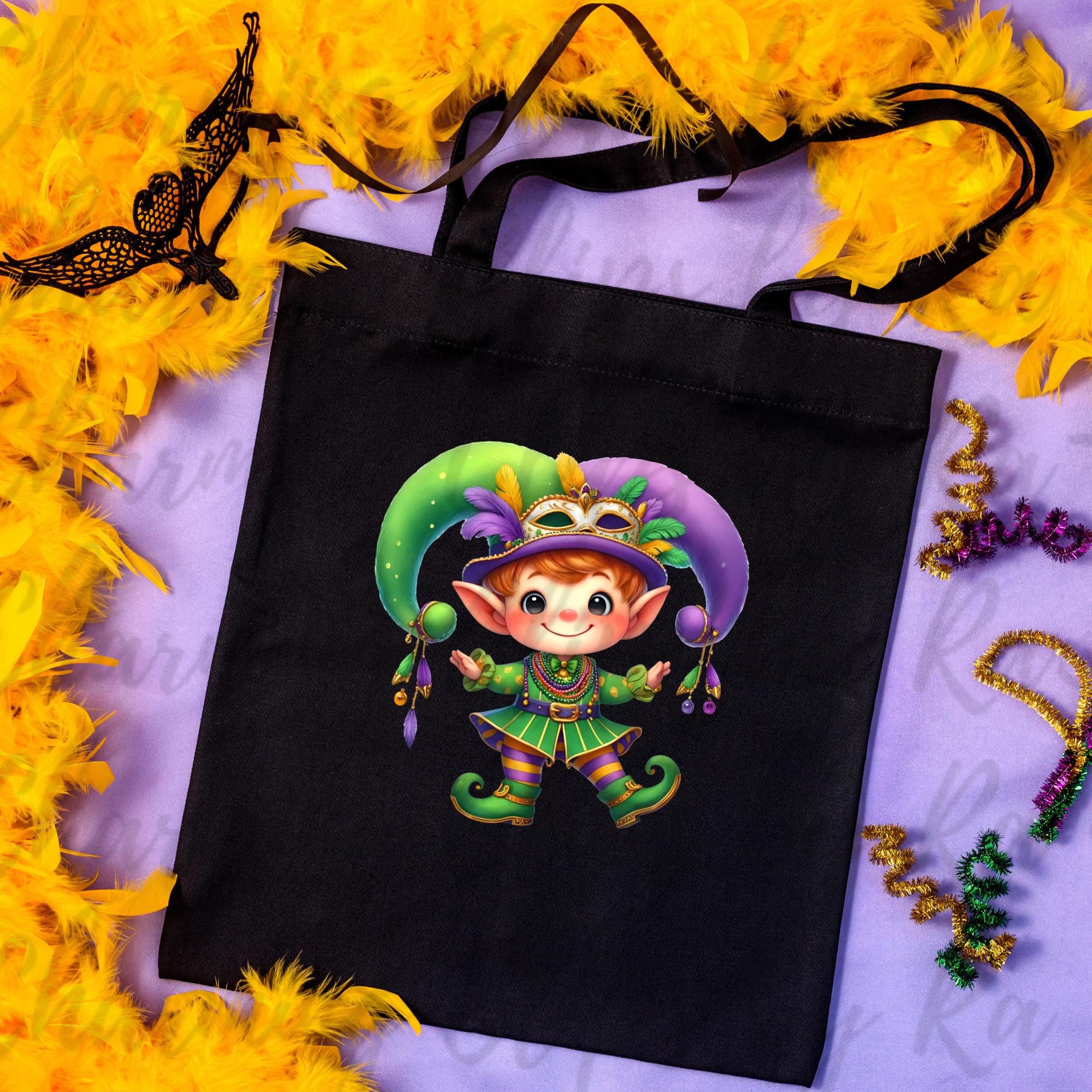 Mardi Gras Elves Clipart, Festive Elf PNG, Carnival Clipart, Beads ...