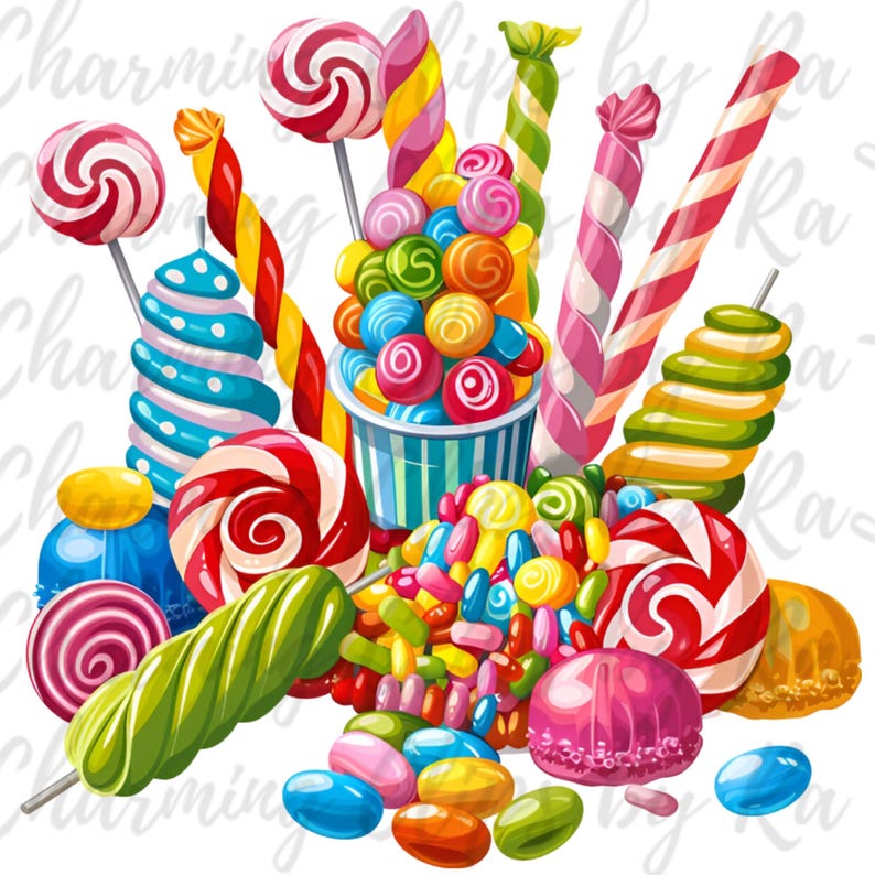 Candyland Clipart, Sweets PNG Bundle, Candy Sublimation, Candy Shop ...