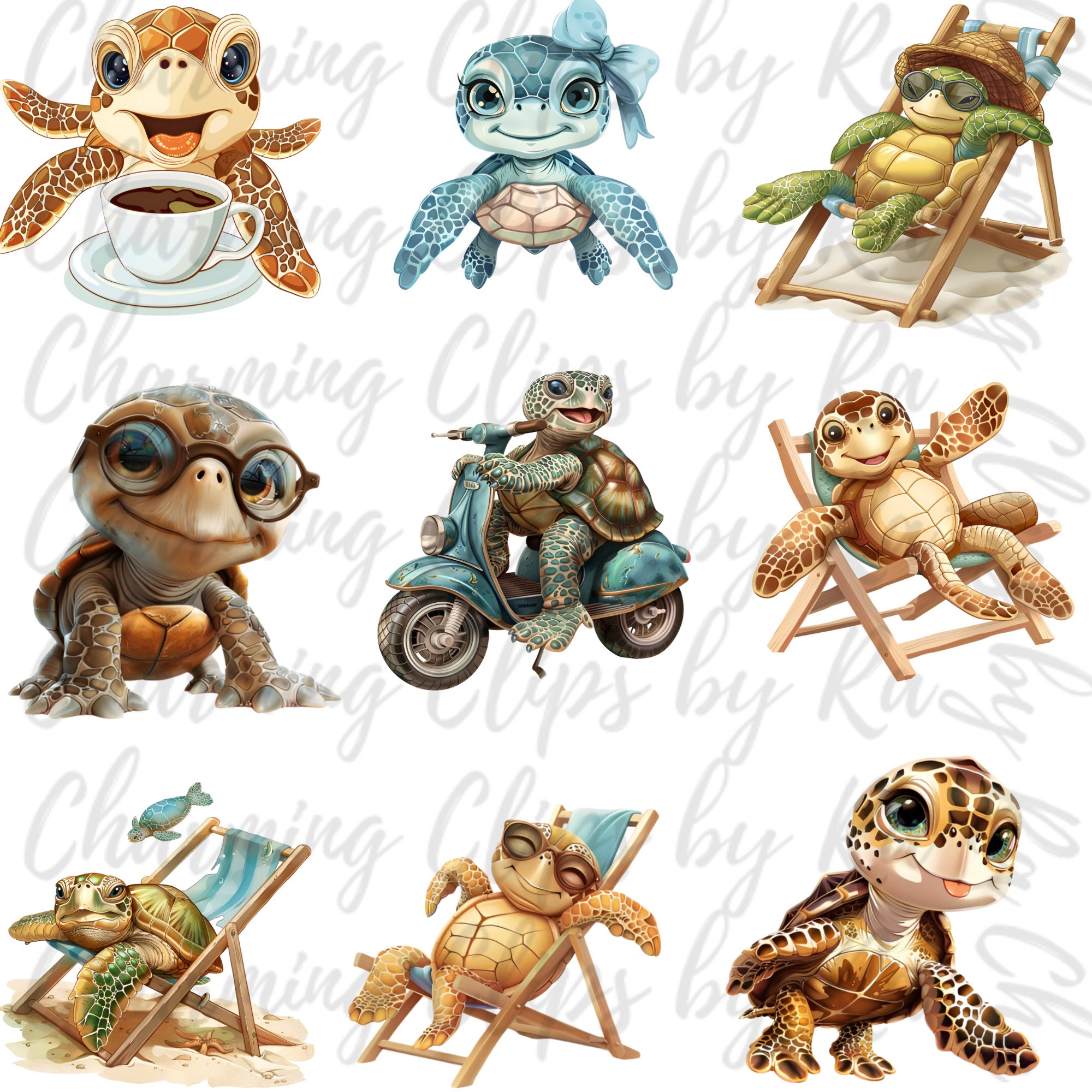 Cute Sea Turtle Clipart Baby Turtle Clipart Cute Undersea Seasonal Clip ...