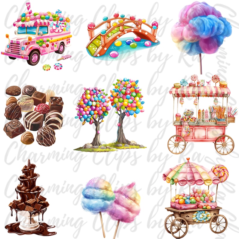 Candyland Clipart, Sweets PNG Bundle, Candy Sublimation, Candy Shop ...