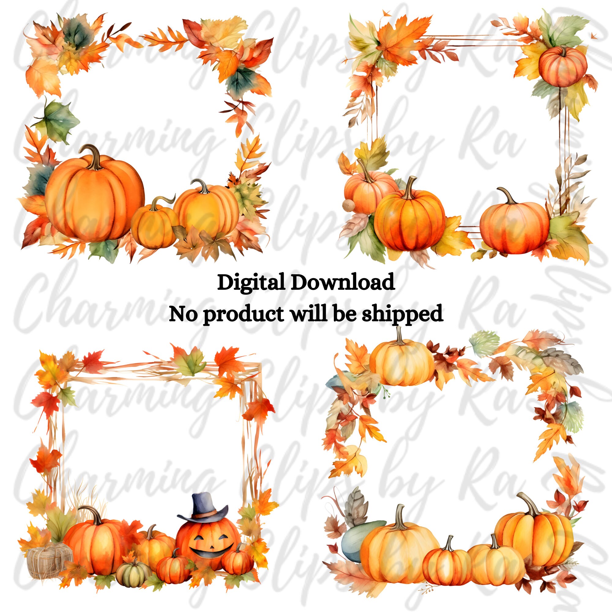 Fall Vibe Clipart, Autumn Clipart, Fall Floral, Fall Wreath, Autumn ...