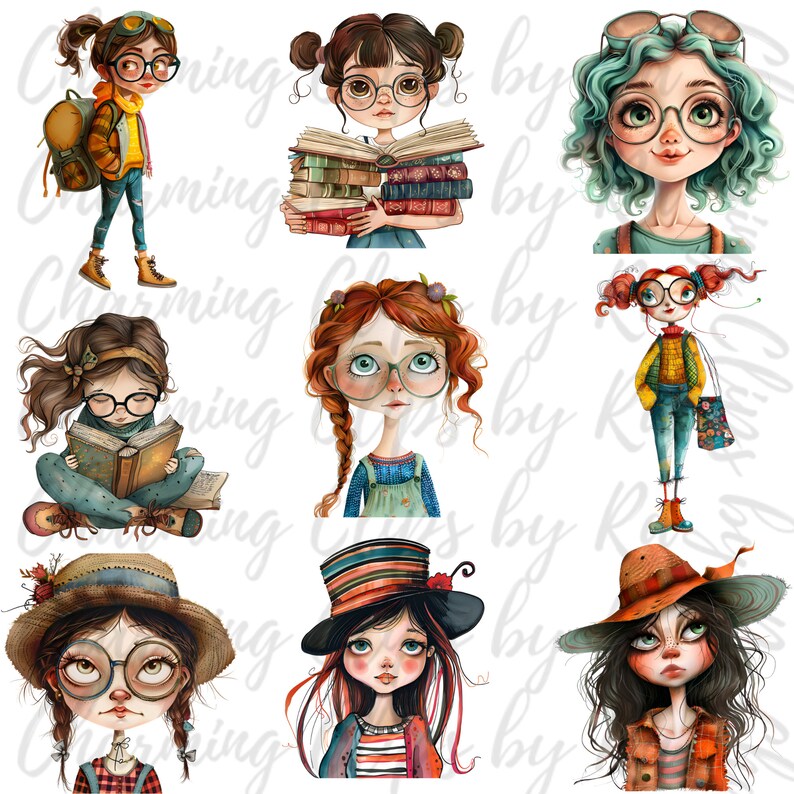 Quirky Girl Clipart, Whimsical Girl, Paper Doll, Junk Journal, Cute ...