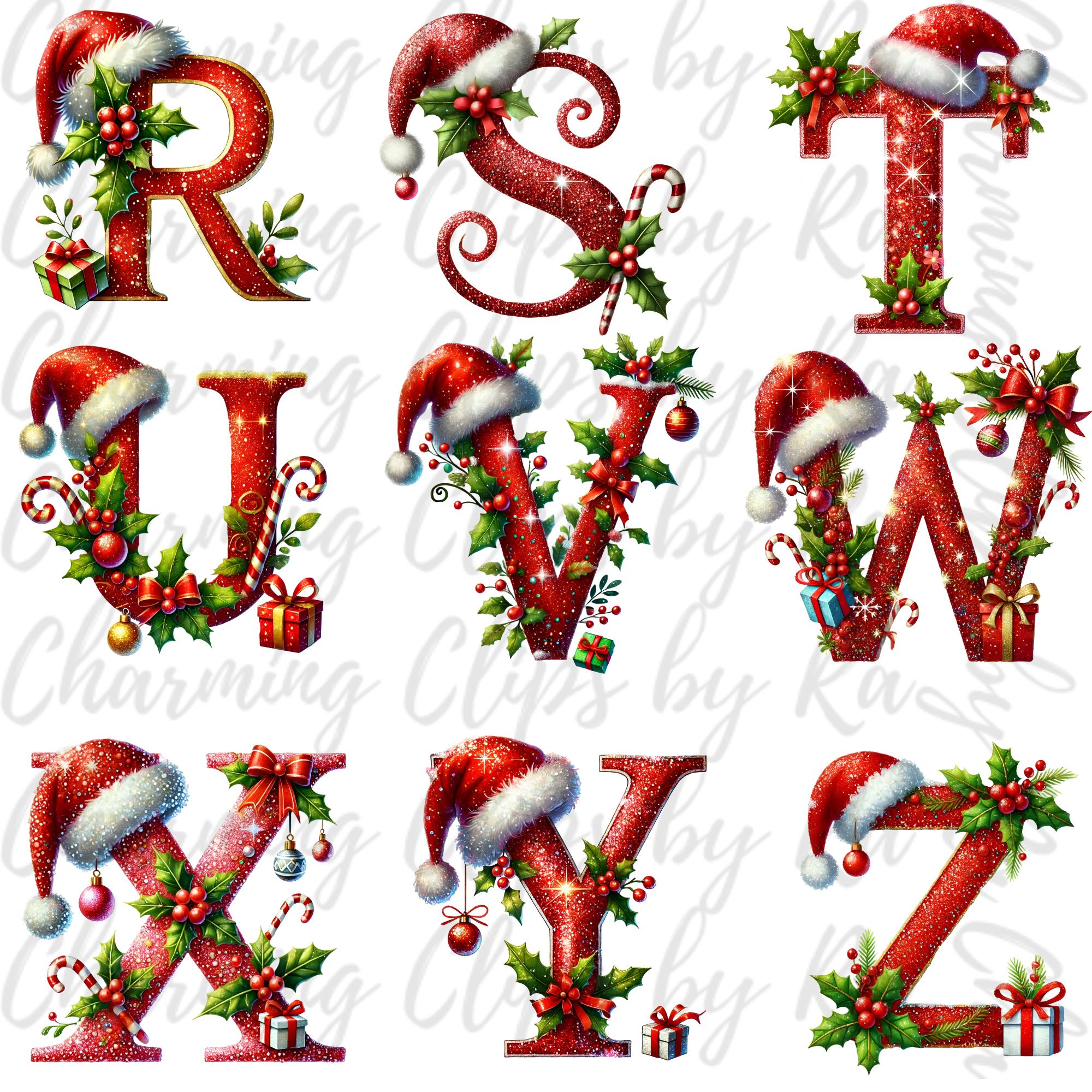 Christmas Alphabet PNG Bundle, Red Glitter Letters PNG, Christmas ...