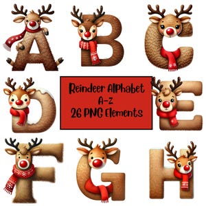 Christmas Alphabet PNG, Reindeer Letters, Decorative Letters, Holiday ...