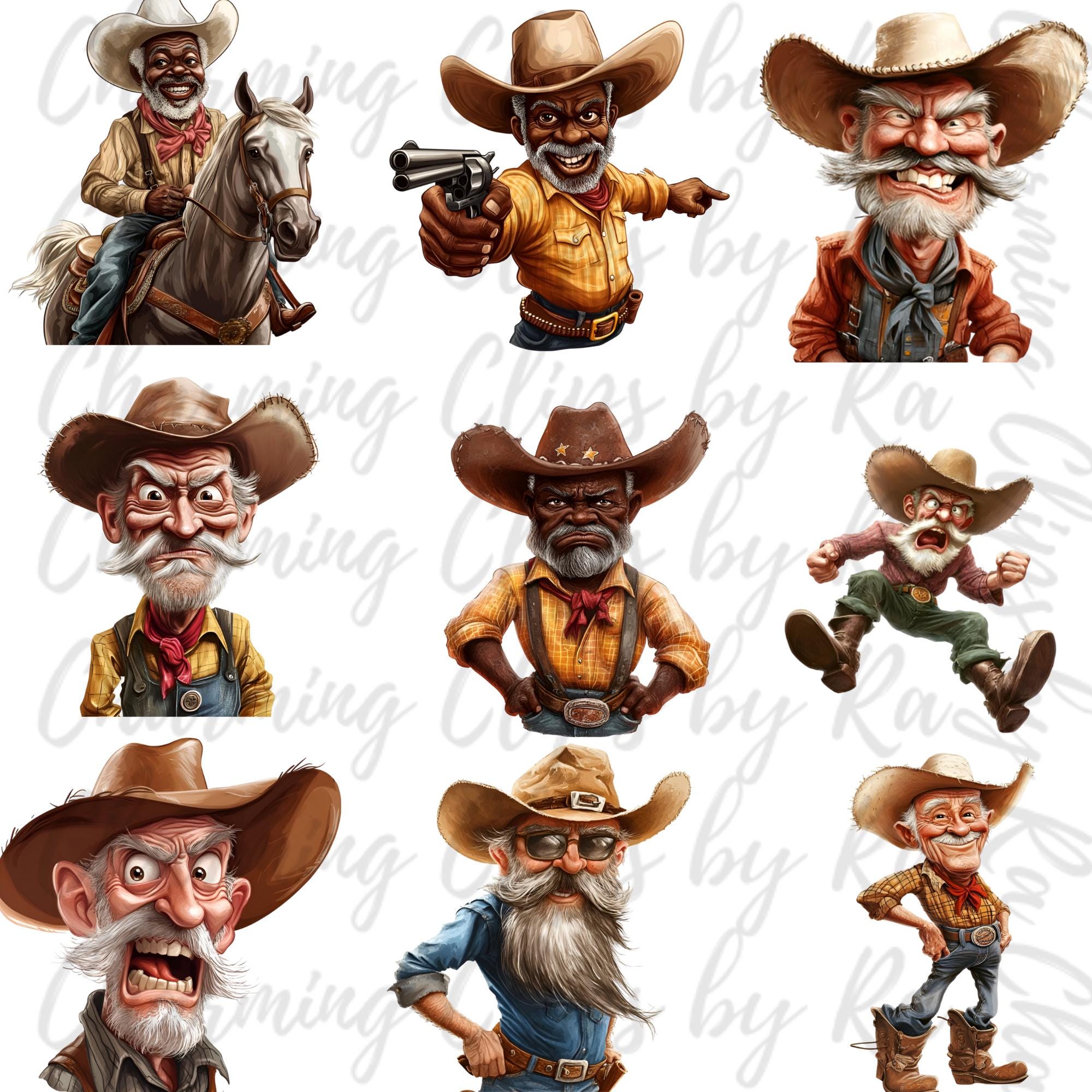 Funny Old Man Clipart, Cowboy Graphics, Elderly Clipart, Grandpa ...