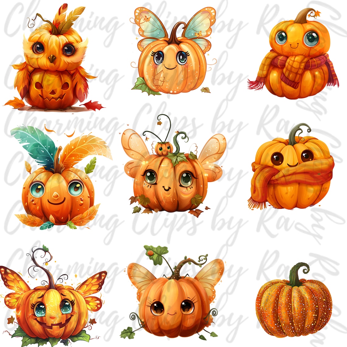 Cute Pumpkin Faces Clipart, Decorative Pumpkin Clipart, Pumpkin Clipart ...
