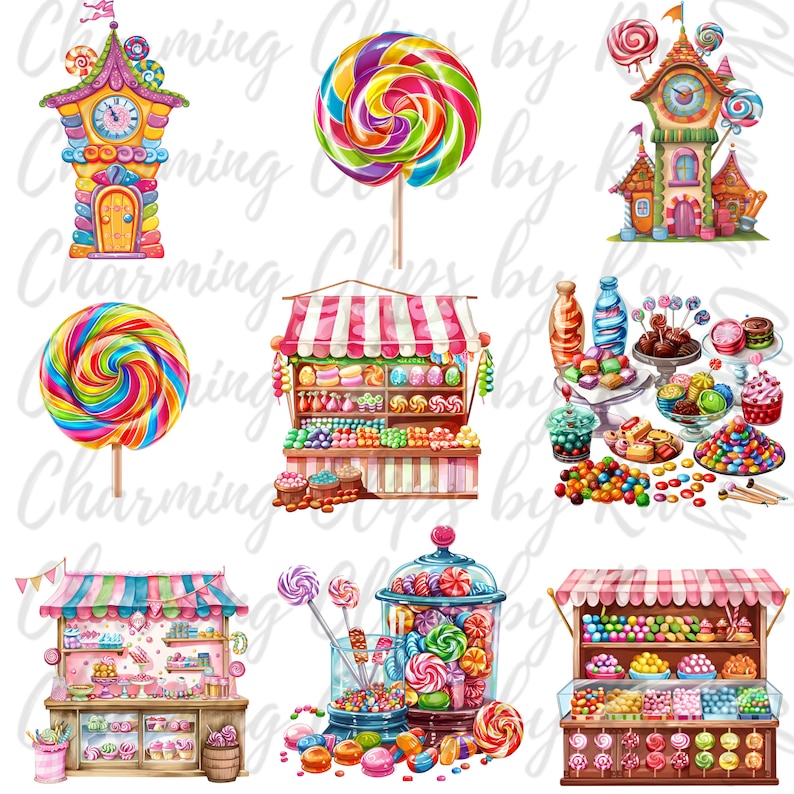 Candyland Clipart, Sweets PNG Bundle, Candy Sublimation, Candy Shop ...