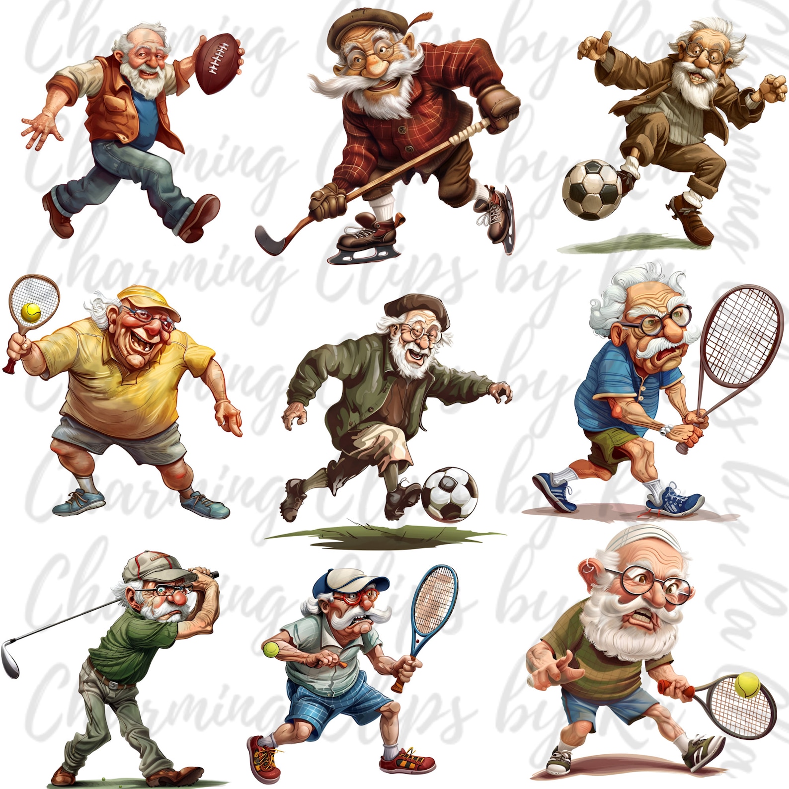 Funny Old Man Clipart, Elderly Clipart, Grandpa Clipart, Grandfather ...