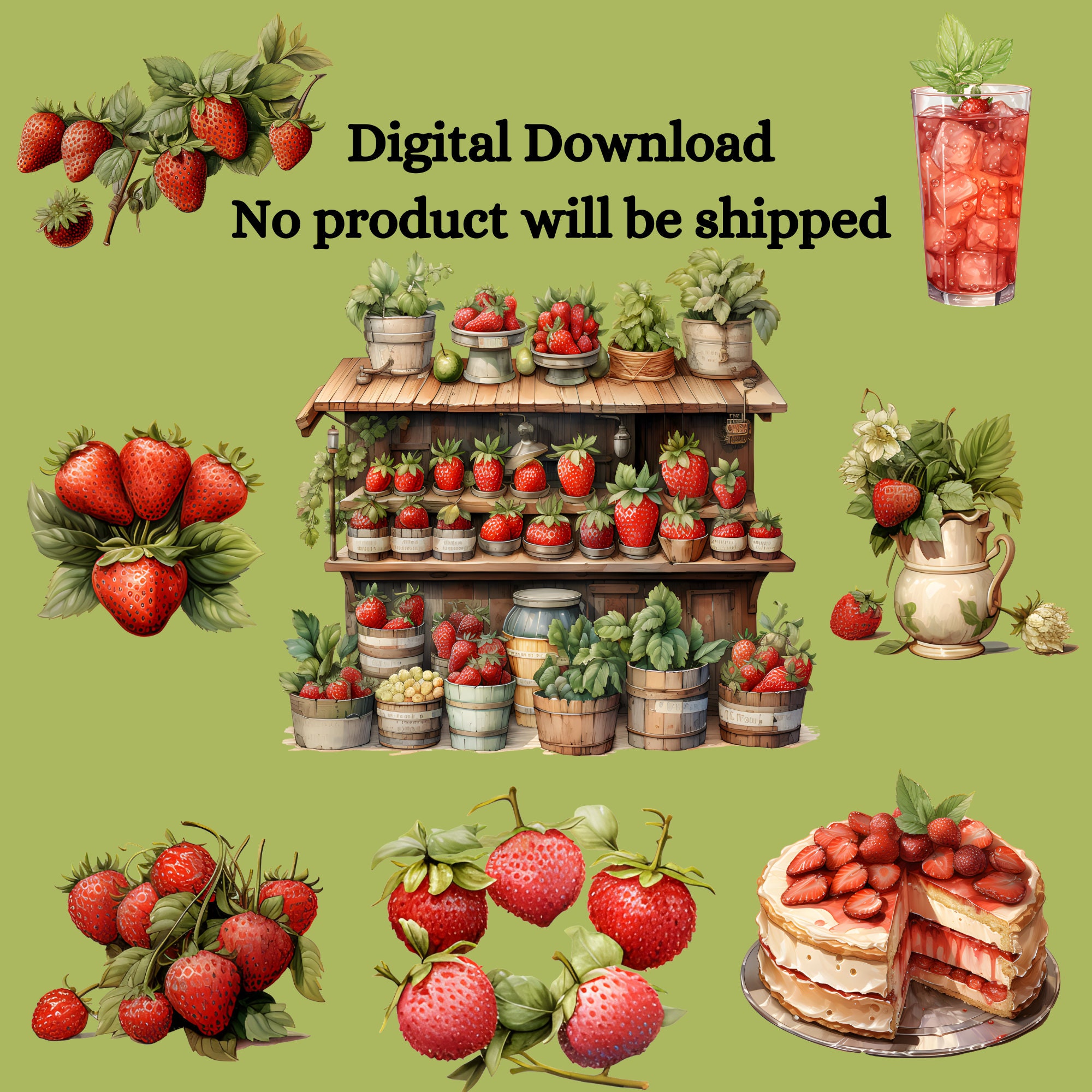 Watercolor Strawberry Clipart, Strawberry Farm, Strawberry Truck ...