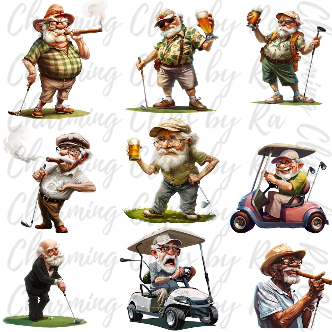 Funny Old Man Clipart, Golf Graphics, Elderly Clipart, Golf Player ...