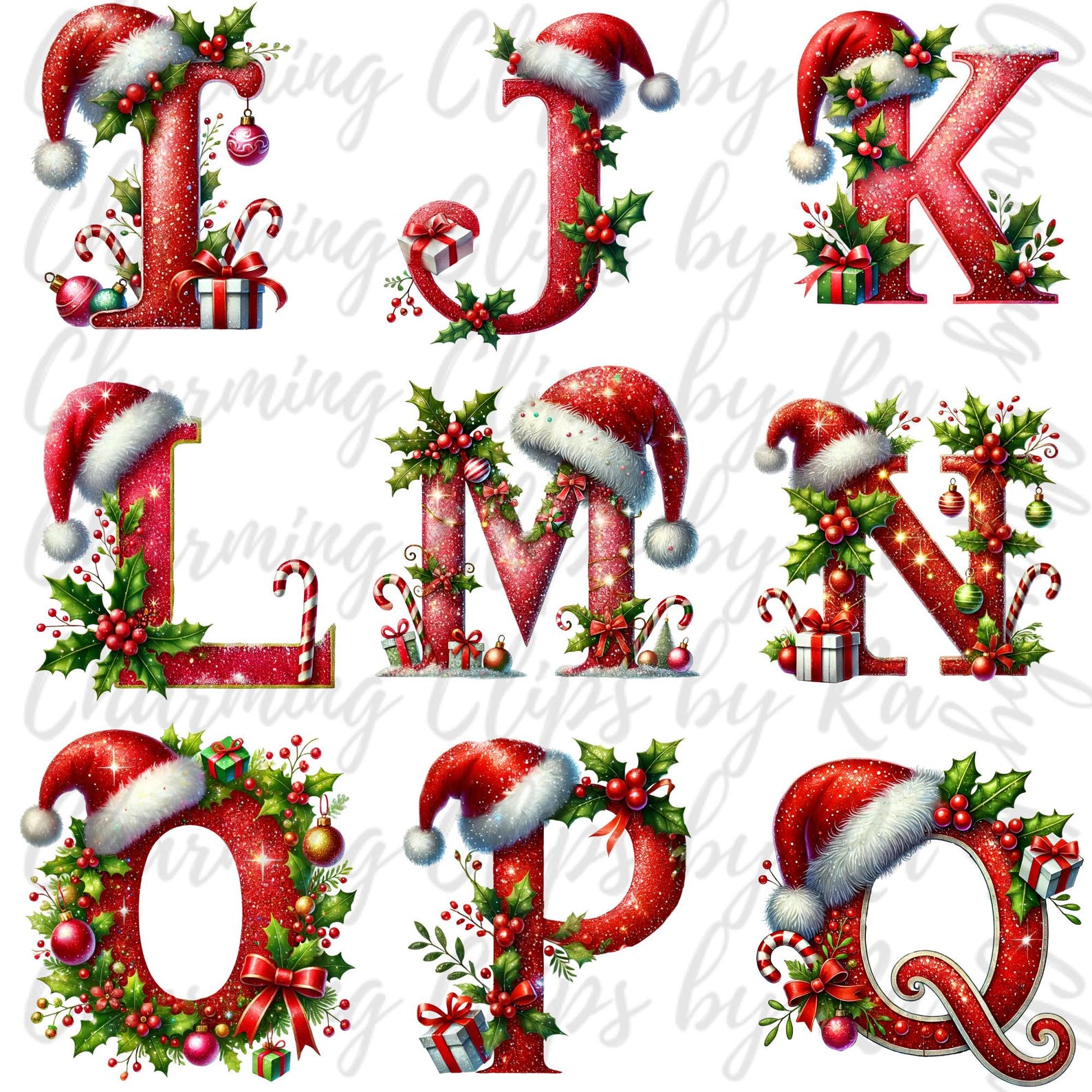 Christmas Alphabet PNG Bundle, Red Glitter Letters PNG, Christmas ...