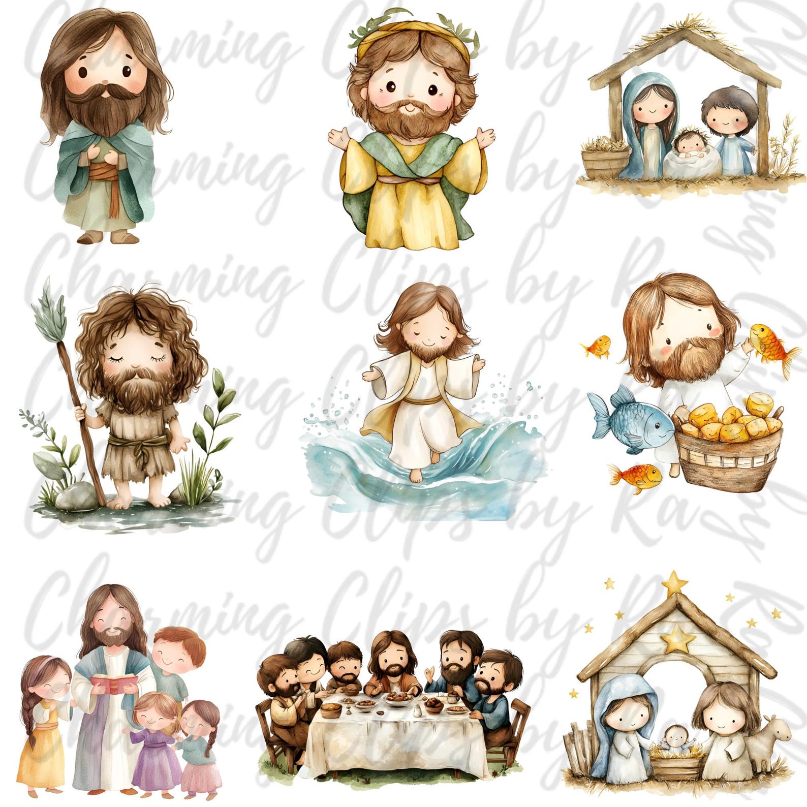 Bible Stories Clipart Bundle, Christianity Clipart, Biblical Characters ...