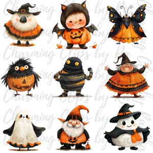 Halloween Clipart Bundle, Cute Halloween Characters, Halloween Cuteness ...