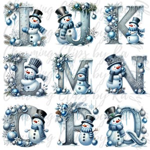 Christmas Alphabet PNG Bundle, Snowman Letters PNG, Christmas Snowman ...