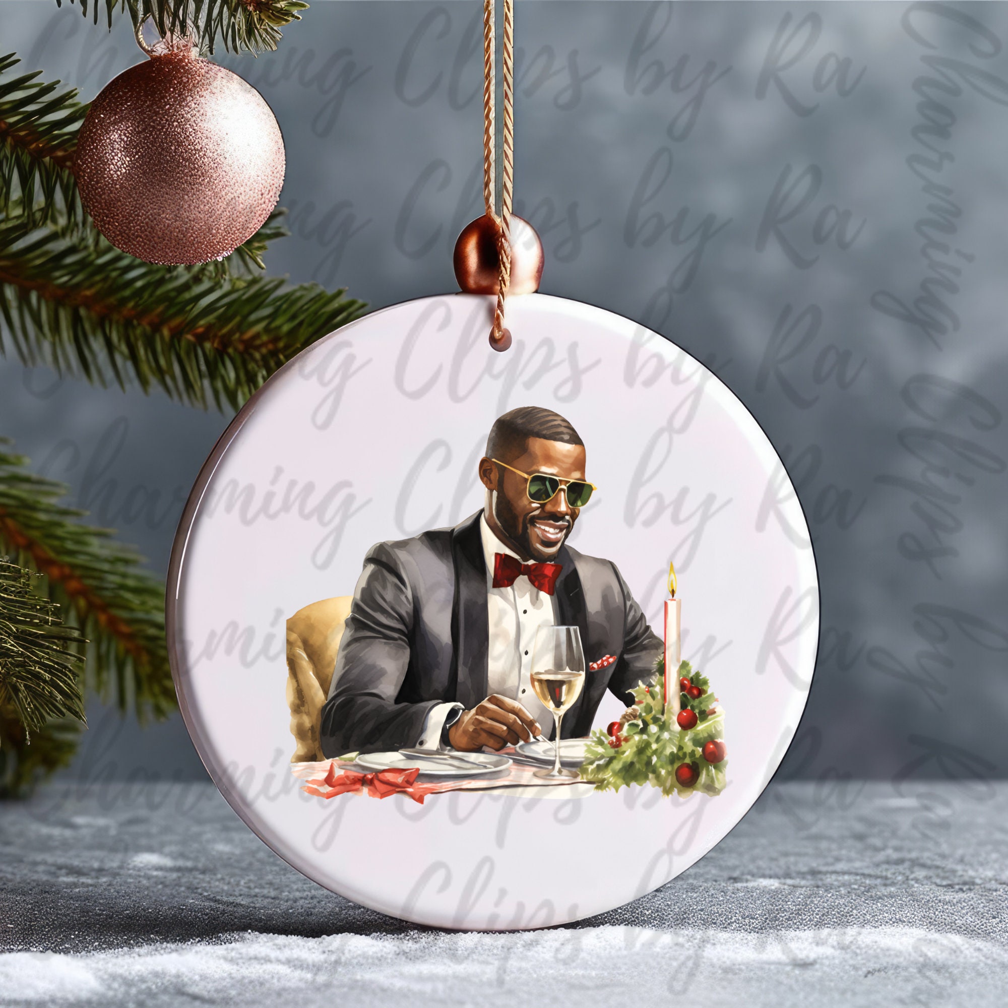 Black Man Christmas Watercolor Clipart, Husband Clipart, Afro Man ...