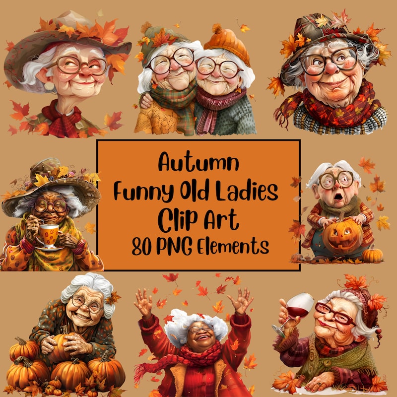 Funny Old Lady Clipart - Etsy