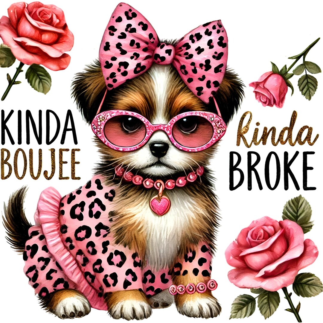 Kinda Boujee Kinda Broke Png, Funny Puppy PNG, Funny Mom Sublimation ...