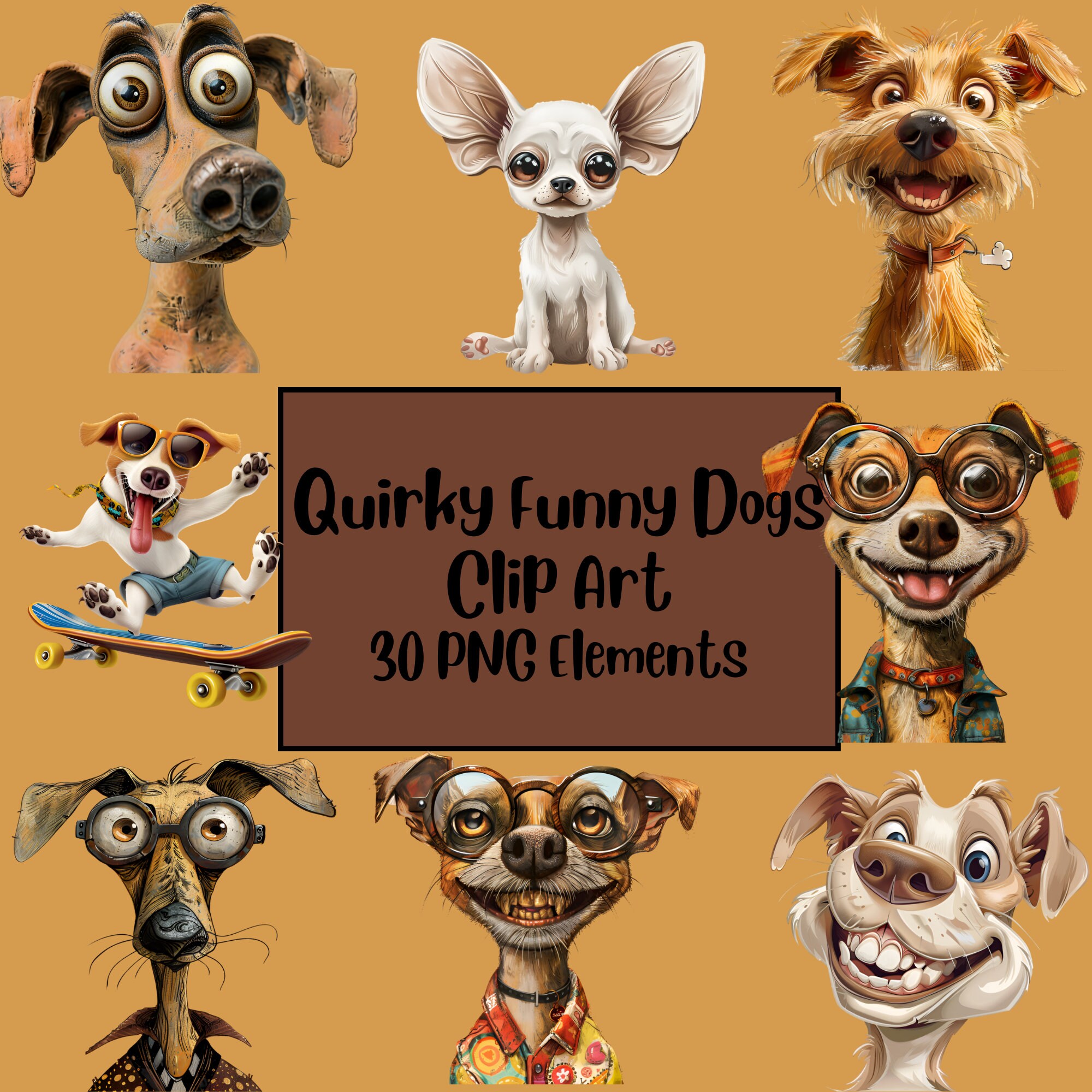 Quirky Dog Clipart | Whimsical Dogs Clip Art | Funny Dogs | Cartoon ...
