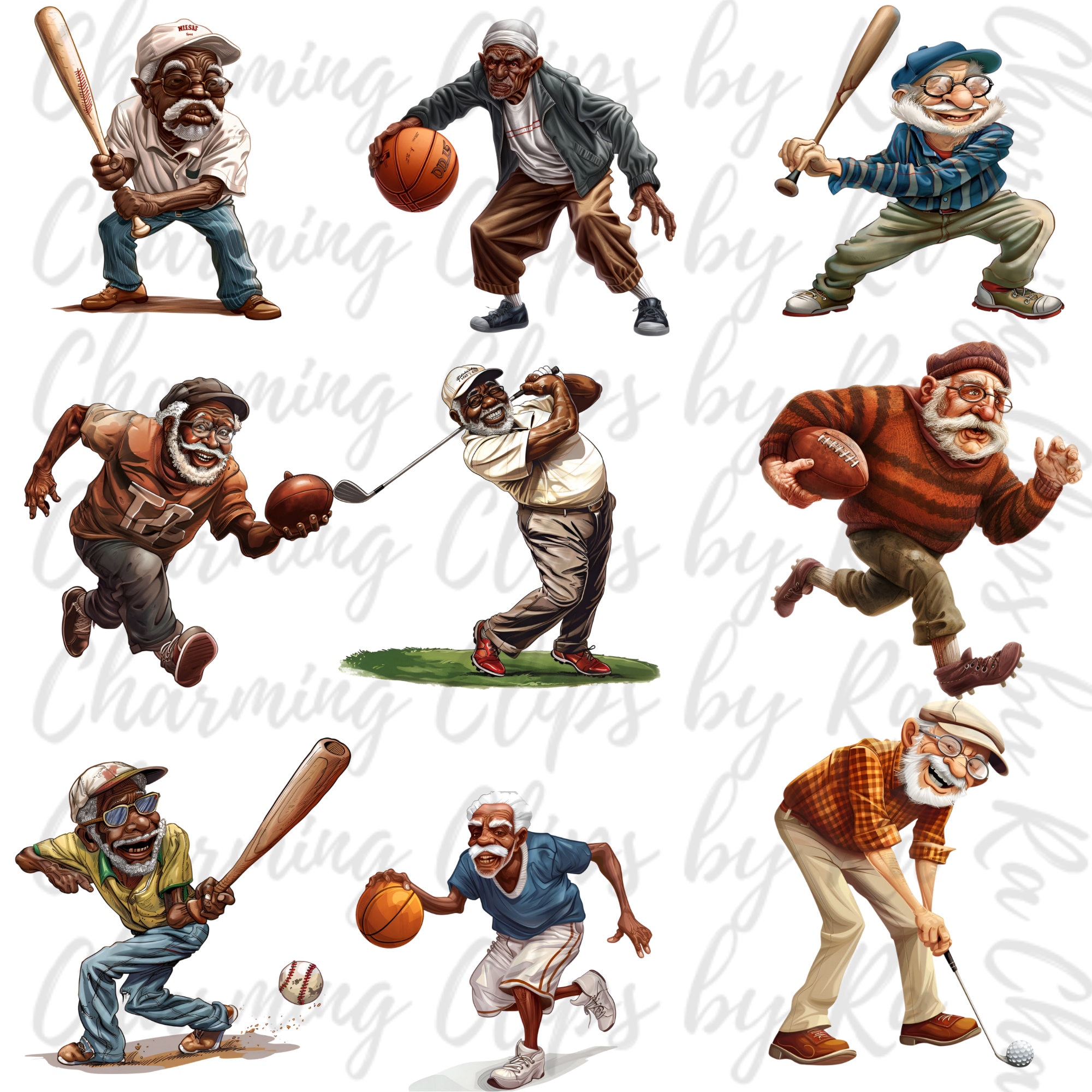 Funny Old Man Clipart, Elderly Clipart, Grandpa Clipart, Grandfather ...