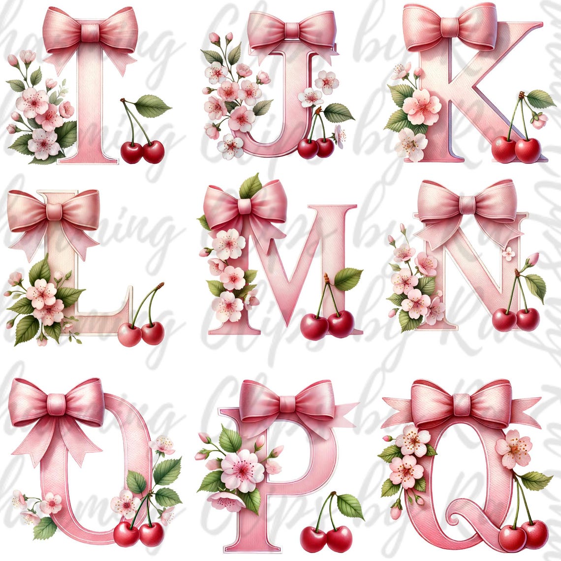Cherry Alphabet PNG Bundle, Shes the Cherry on Top, Cherry Clipart ...