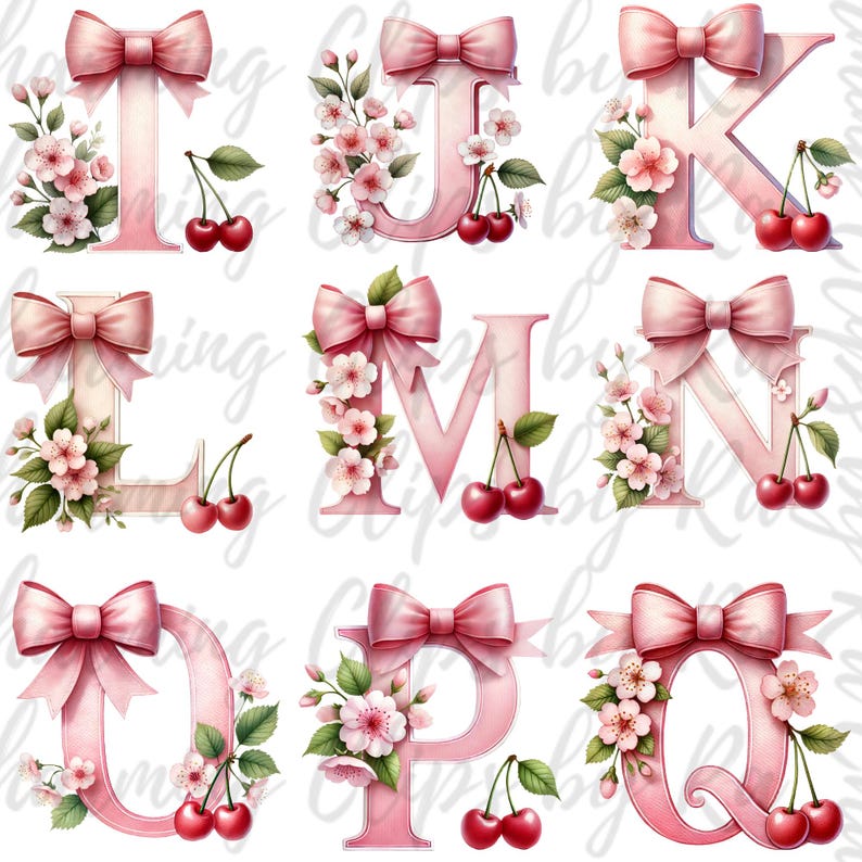 Cherry Alphabet PNG Bundle, Shes the Cherry on Top, Cherry Clipart ...
