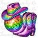 Disco Ball and Cowboy Boots Png, Cowgirl Party Png, Pink Western Party ...