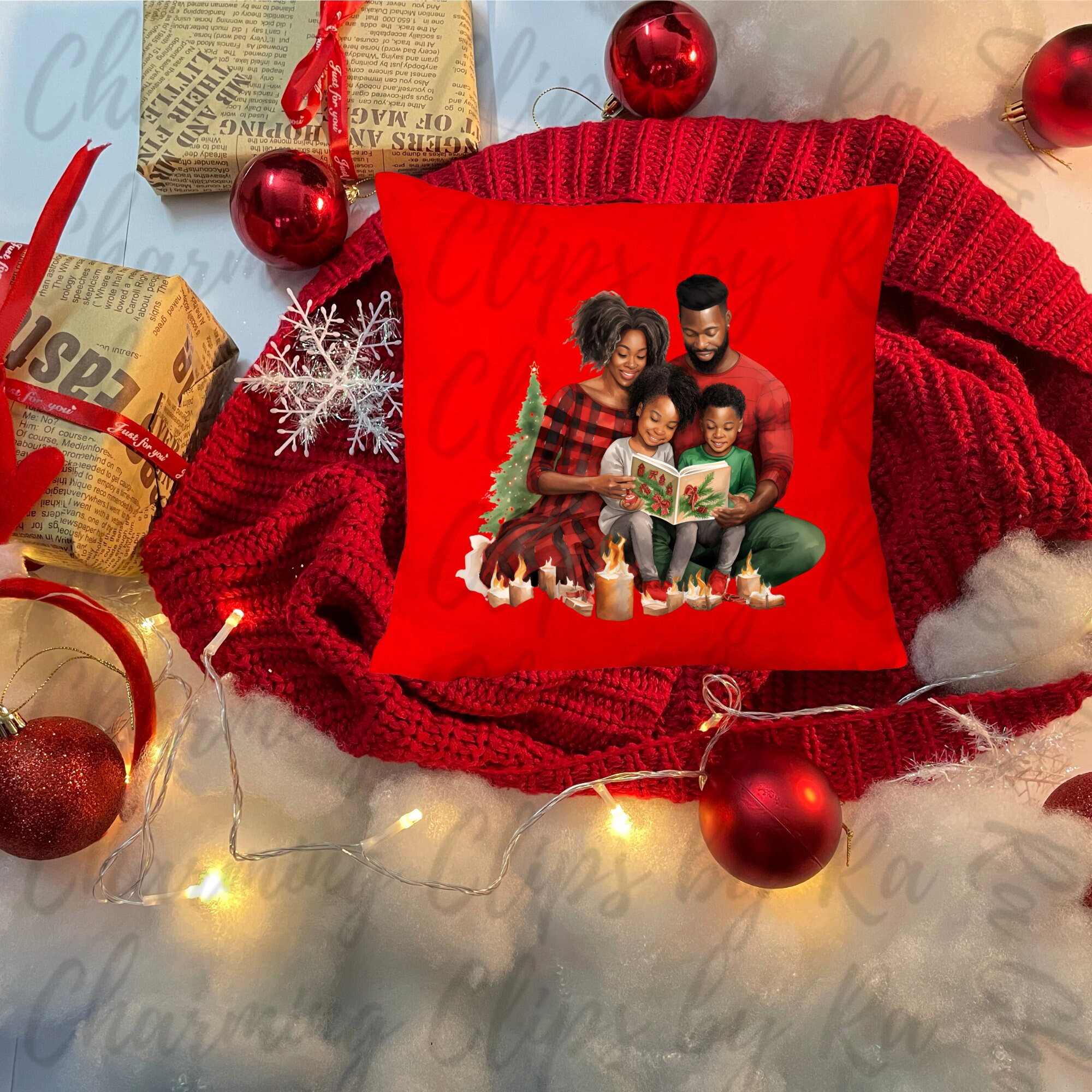 Watercolor Christmas Black Family Clipart PNG, Festive, Holiday Clipart ...