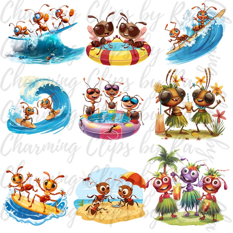 Watercolor Ants, Summer Fun Clipart, Ants Png, Insect Clipart, Digital ...