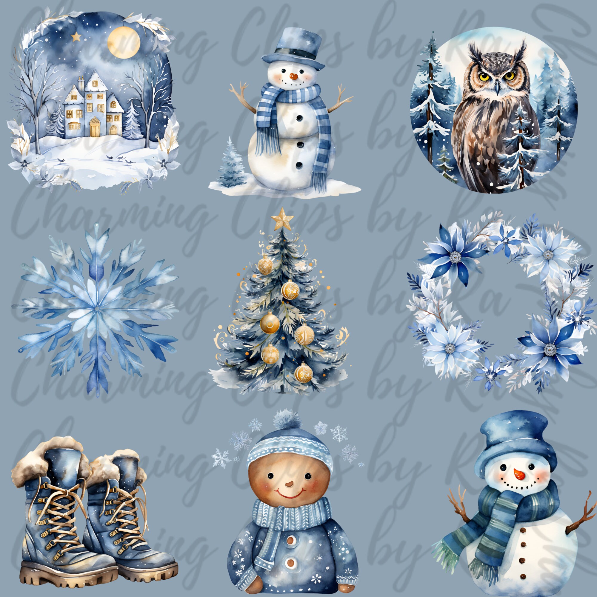 Watercolor Winter Clipart, Holiday Clipart, Winter Woodland, Animals ...