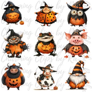 Halloween Clipart Bundle, Cute Halloween Characters, Halloween Cuteness ...