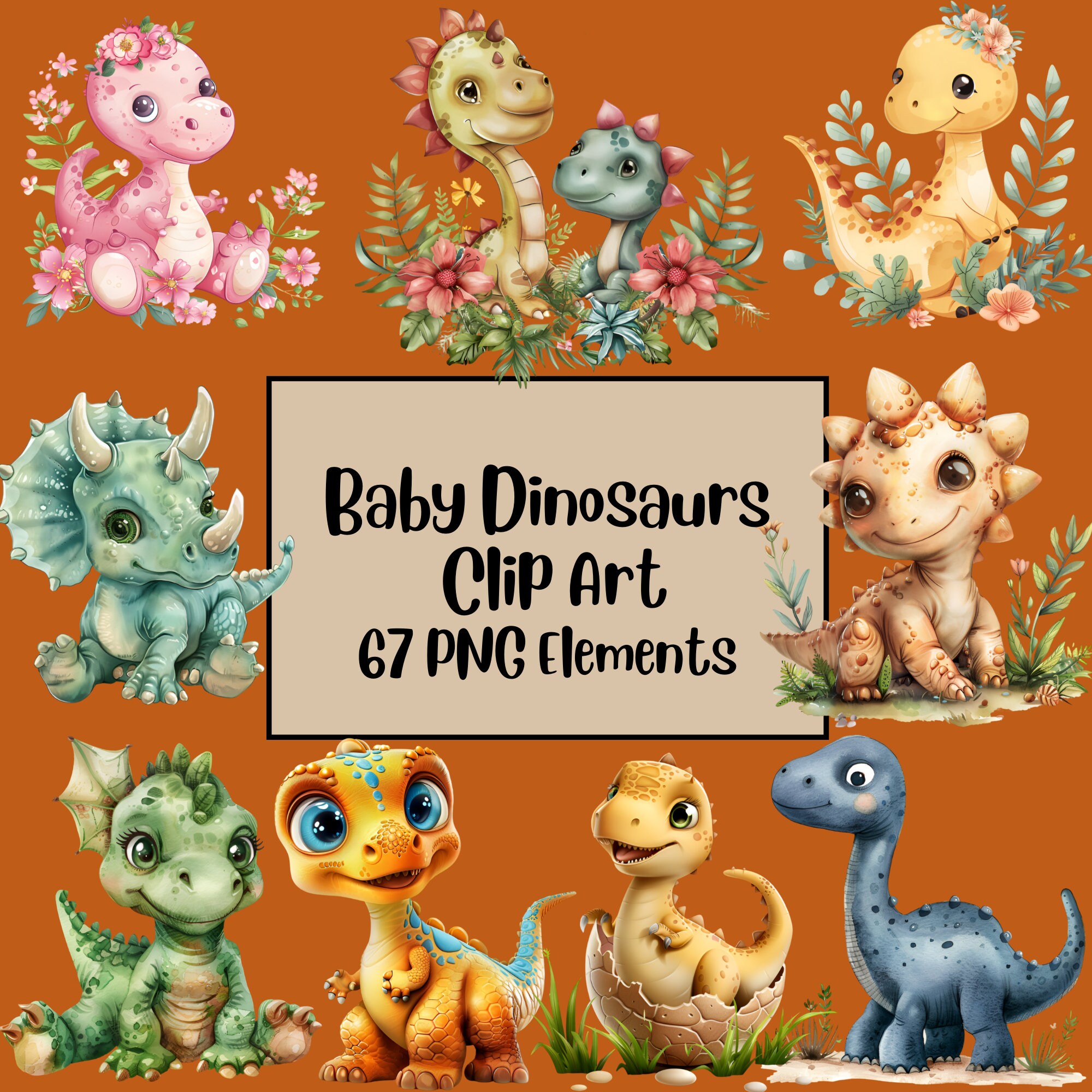Dinosaur Clipart, Baby Dino Clipart, Dinosaur Graphics, Triceratops ...