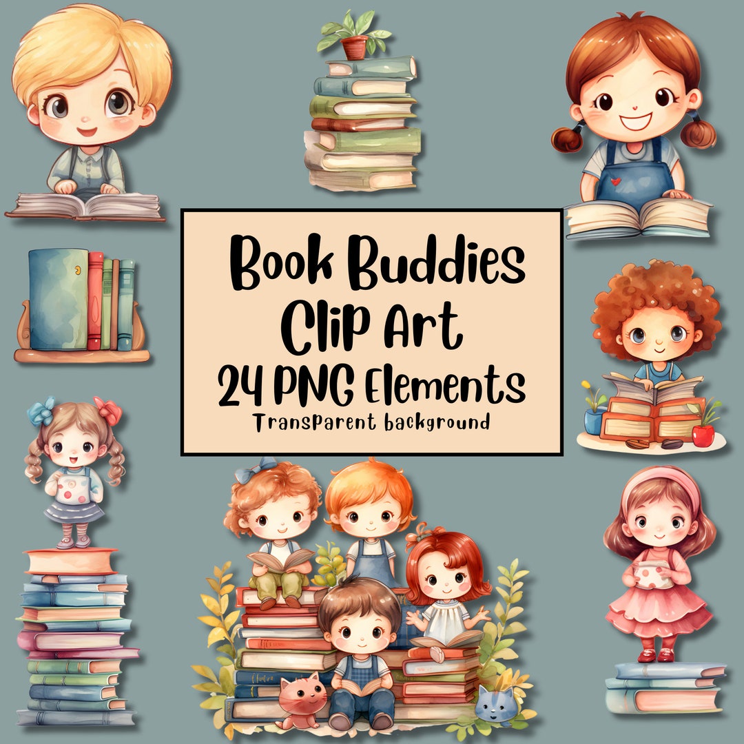 Watercolor Book Kids Clipart, Book Lovers, Book PNG, Back to School ...